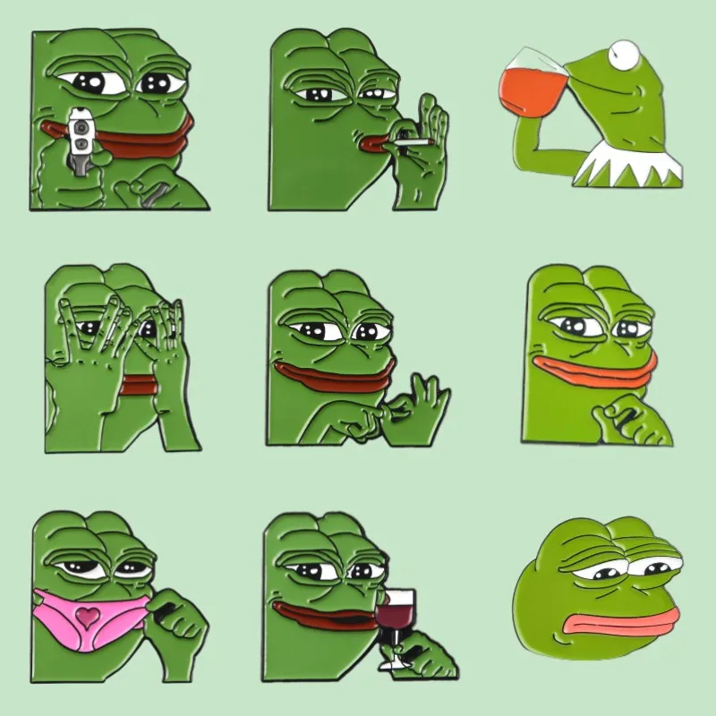 Pepe-The-Frog-Cartoon-Meme-Enamel-Pins-Tiro-Pir-mide-Pensando-Beber ...