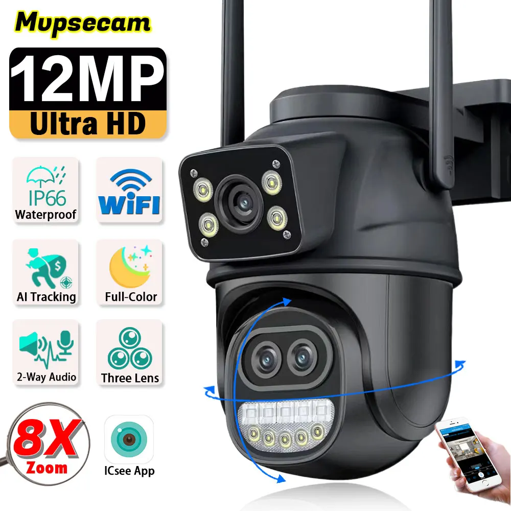 ICSEE-Smart-WIFI-Security-Camera-12MP-8K-Three-Lens-8X-Zoom-Outdoor-HD ...