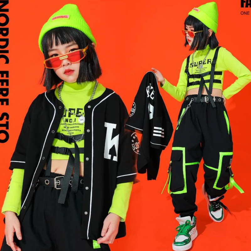 Kids-Performance-Hip-Hop-dancing-Outfits-Crop-Tops-Street-wear-Cargo ...