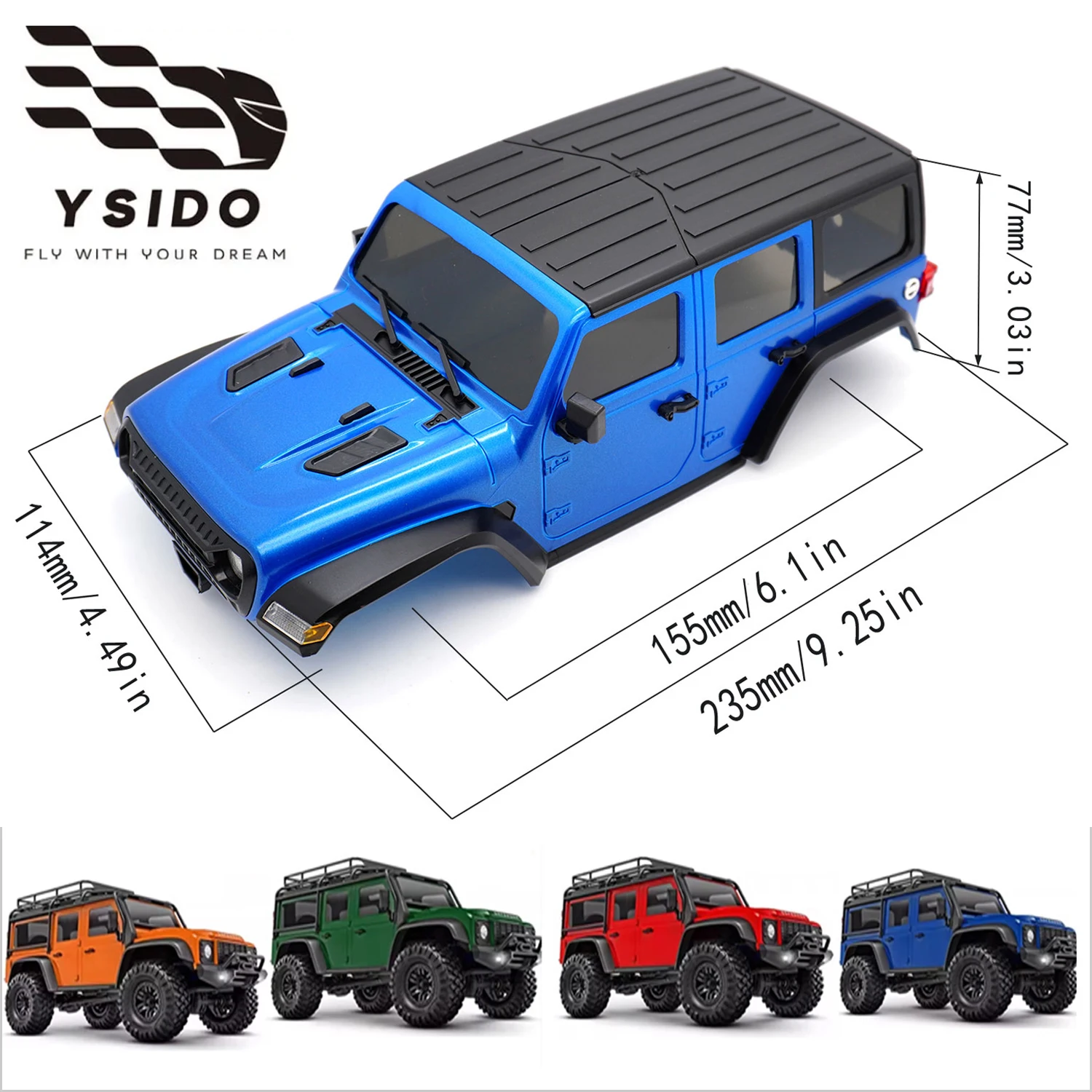 6.10inch 155mm Wheelbase ABS Hardtop RC Car Body Shell Kit 4M-66 for 1/ ...