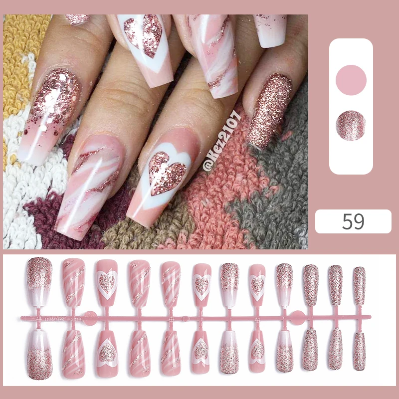 24Pcs-Ballet-Press-On-Fake-Nails-Tips-Set-With-Design-Detachable ...