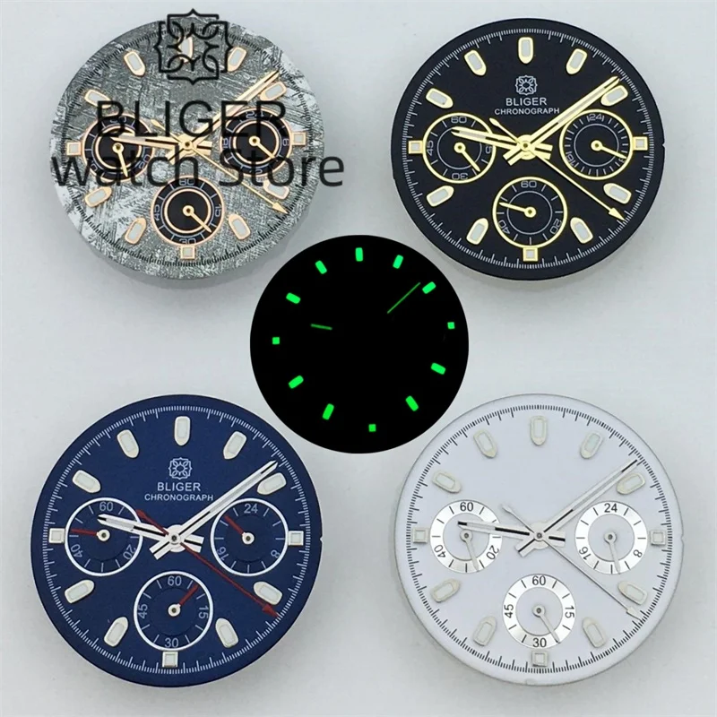 BLIGER-VK63-Dateless-Window-Dial-30mm-Black-White-Blue-Gray-Dial-With ...