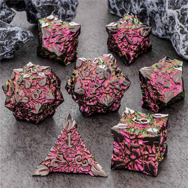 OUKELANWO-Root-Metal-Dice-Set-DND-Polyhedral-Dungeon-and-Dragon-Dice-D ...