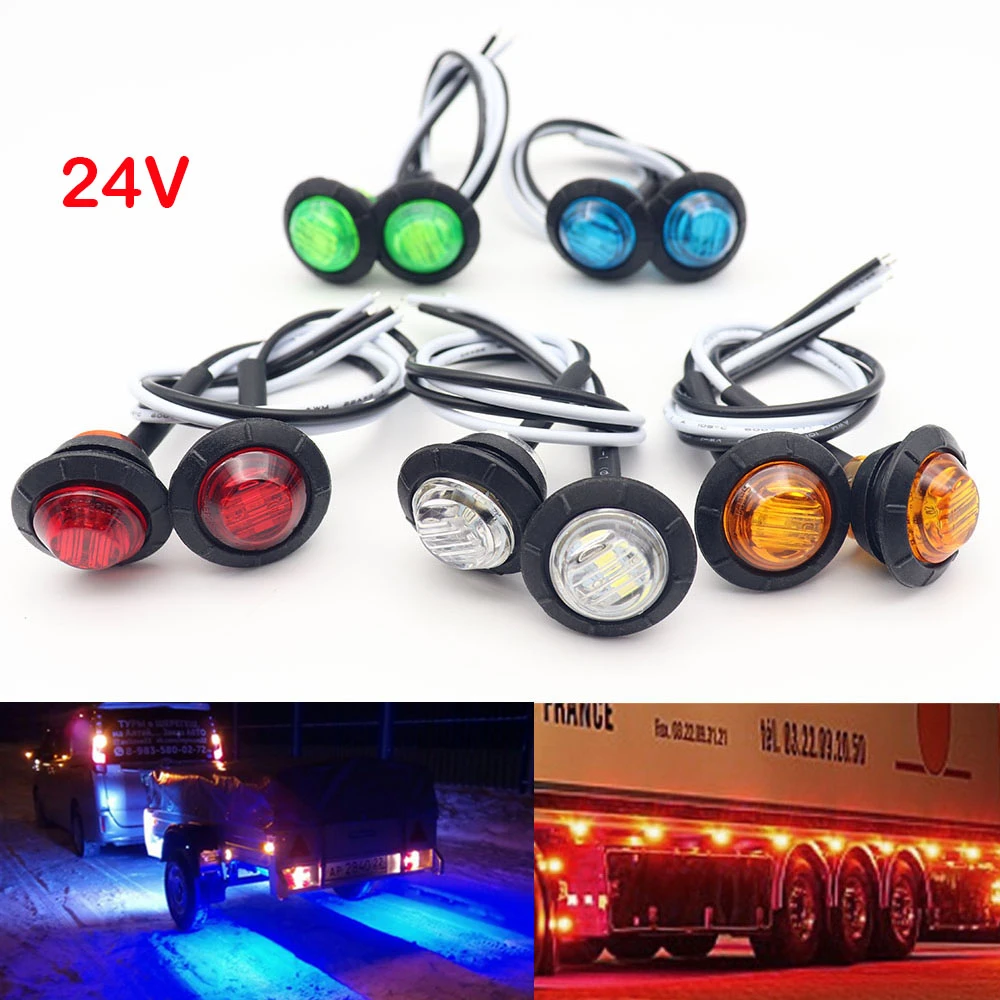 2pcs 24V Waterproof Side Marker Indicators Light LED Bullet Lamp for ...