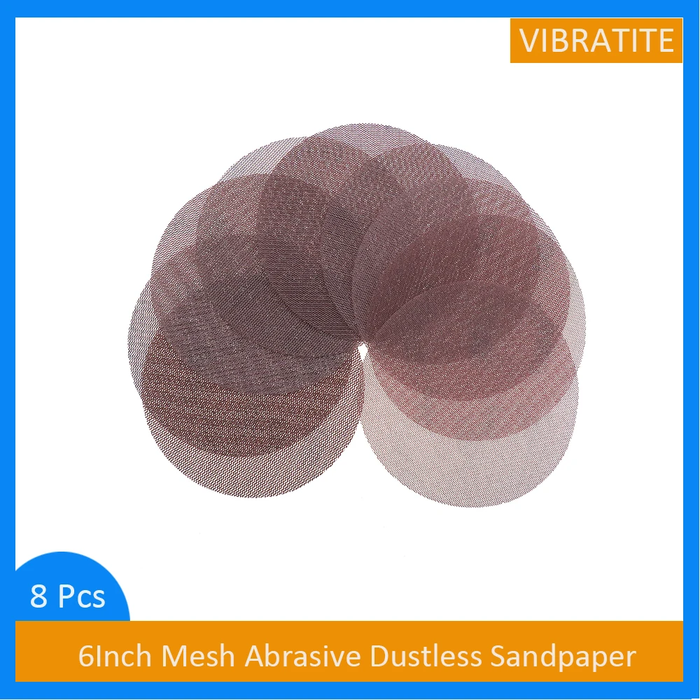 6Inch Mesh Abrasive Dustless Sandpaper 8 Pcs Hook&Loop Sanding Discs ...