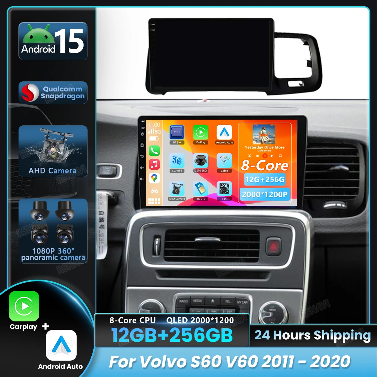 Android 15 Carplay Auto 2K Screen Multimedia Player Car Radio For Volvo ...