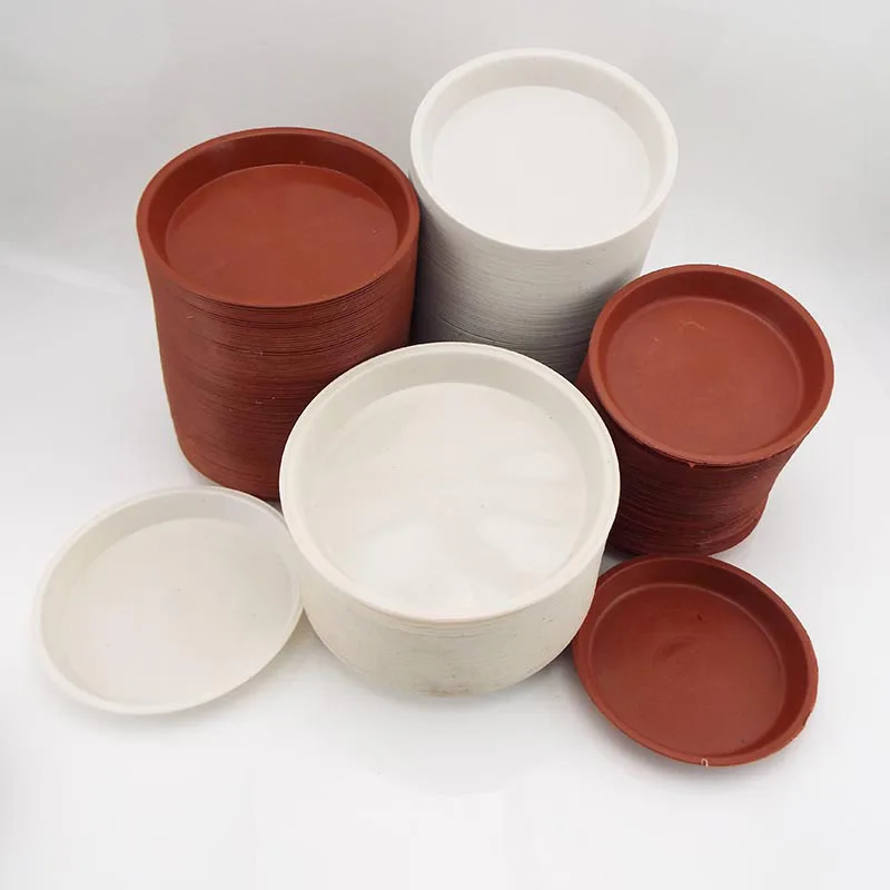50pcs Plastic Garden Flower Pot trays round Plant Saucers Water Tray ...