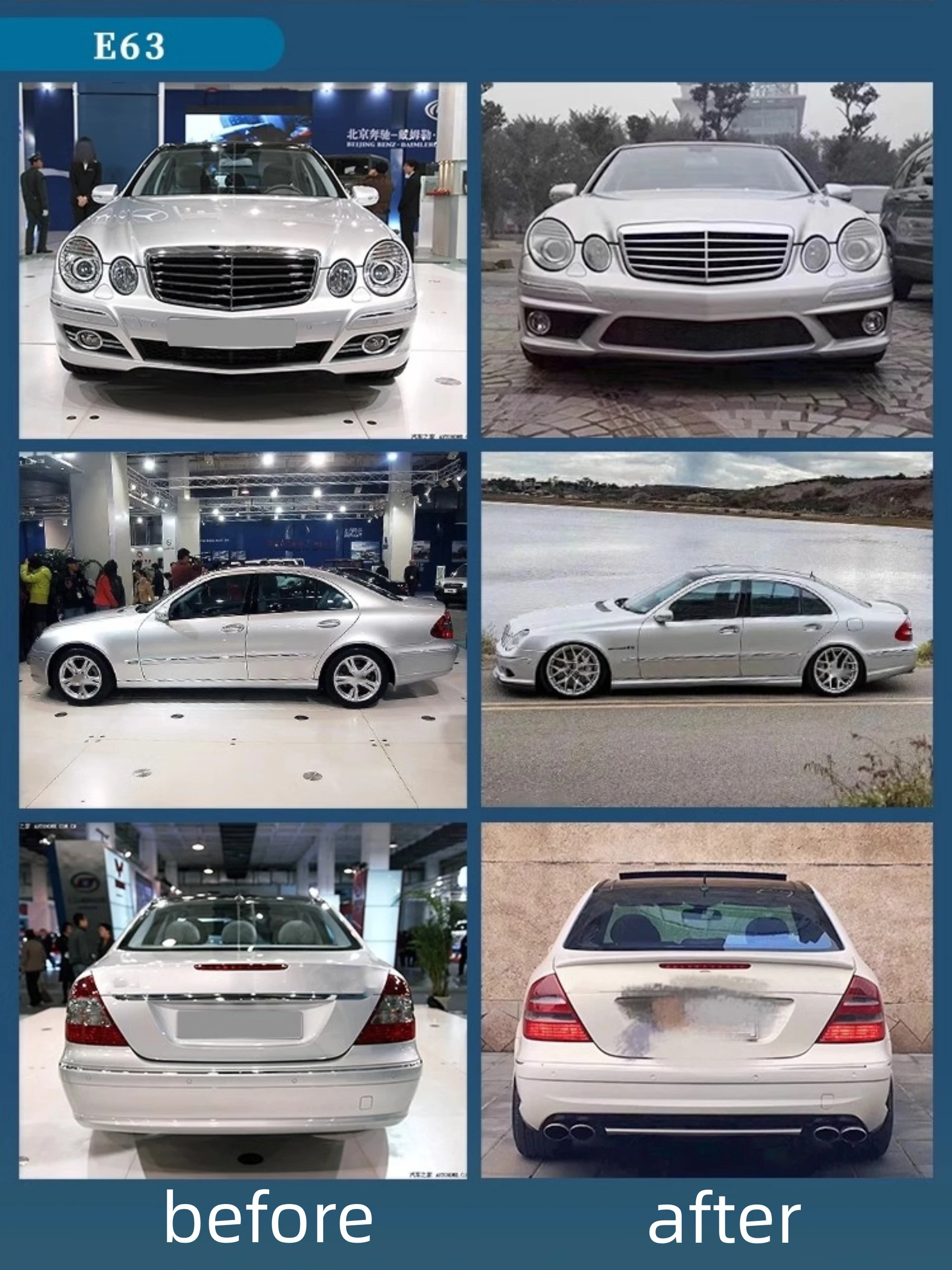 MERCEDES BENZ E CLASS W211 E280 E250 E290 E350 E300 CONVERT UPGARDE BODYKIT BUMPER SIDE SKIRTS ...