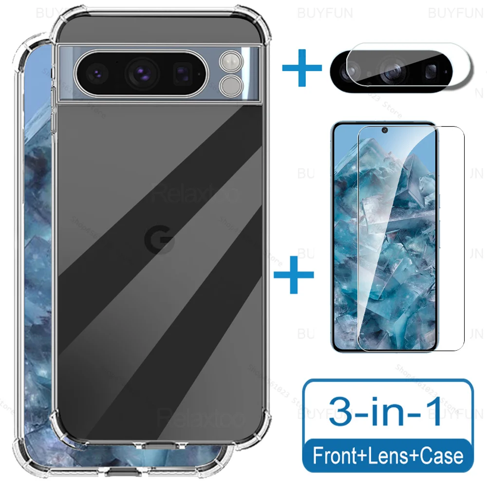 3To1-Tempered-Glass-For-Google-Pixel-8-Pro-Case-Silicon-Clear-Soft ...