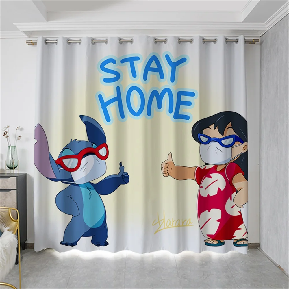 Disney Lilo and Stitch Window Curtains for Bedroom Shading Curtain for ...