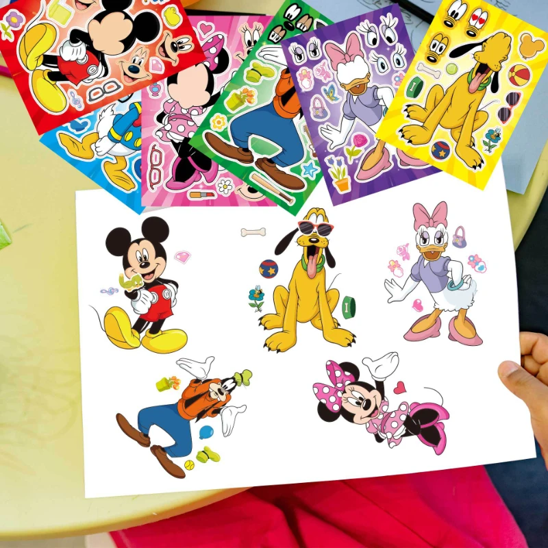 12-Sheets-Make-A-Face-Puzzle-Stickers-Mickey-Minnie-Donald-Duck-Kids ...