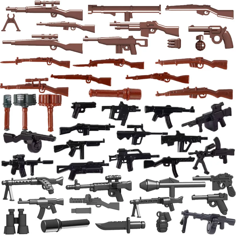 MOC-Army-Soldier-Military-Building-Blocks-Accessories-WWII-98K-AKM-Gun ...