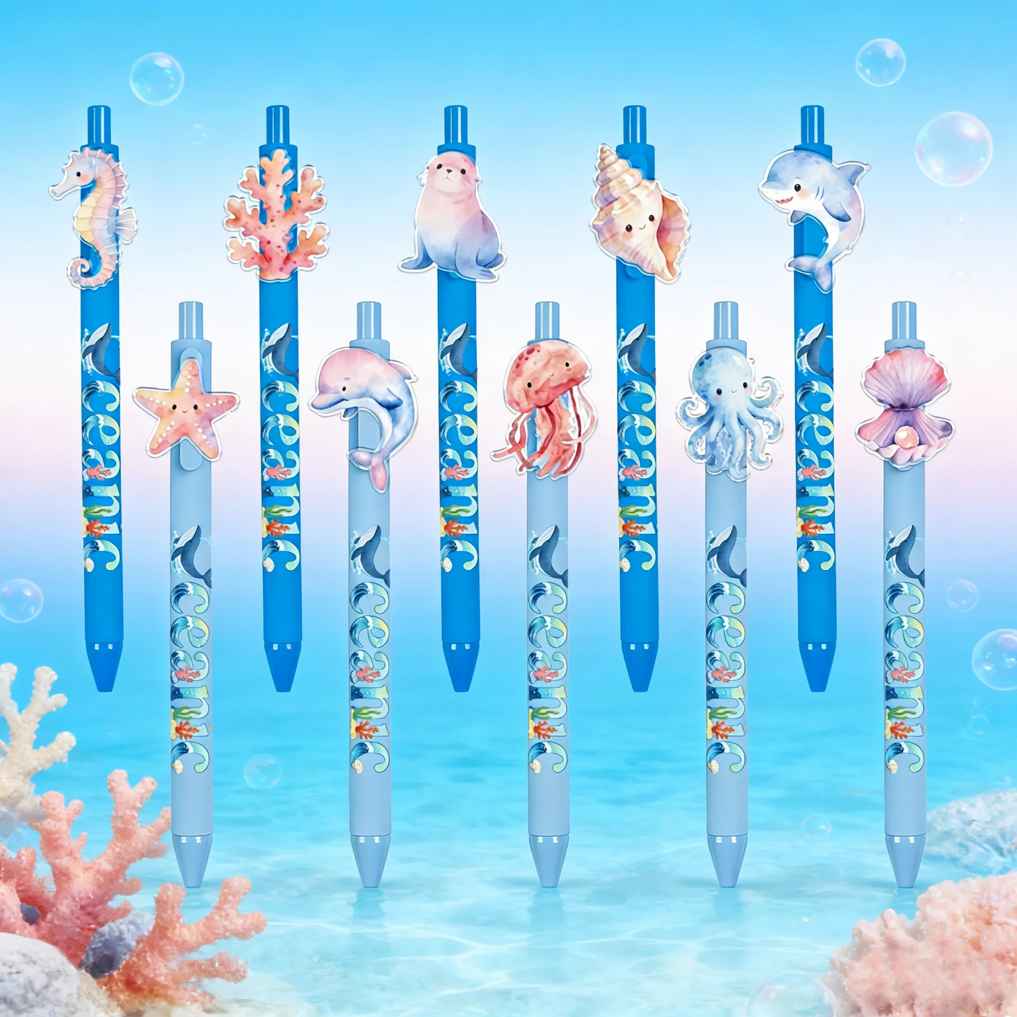 10pcs Creative Underwater Theme Round Pens Animal Series Pens School ...