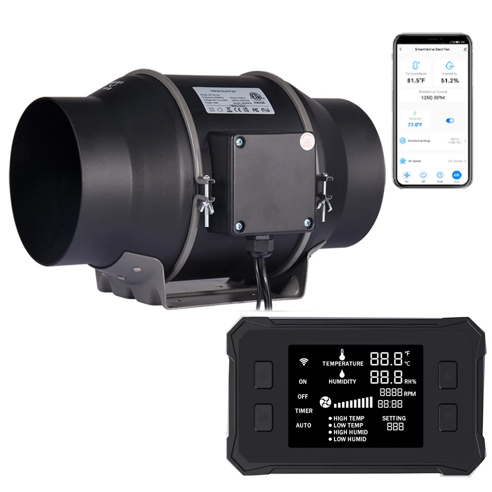 BAVA-4-6-8-Inch-WIFI-Smart-Inline-Duct-Fan-Temperature-Humidity-Controller-Ventilation-Exhaust ...