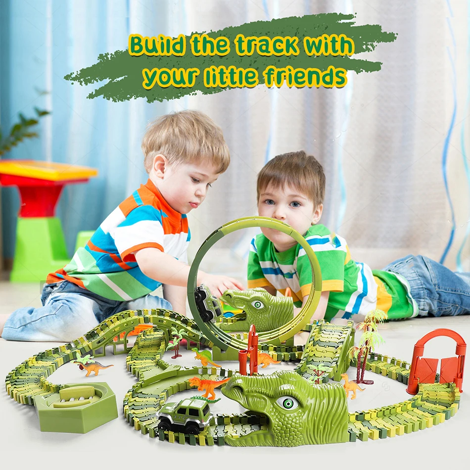 Kids-Railway-Toys-Dinosaur-Racing-Tracks-Electric-Rail-Cars-Assembly ...