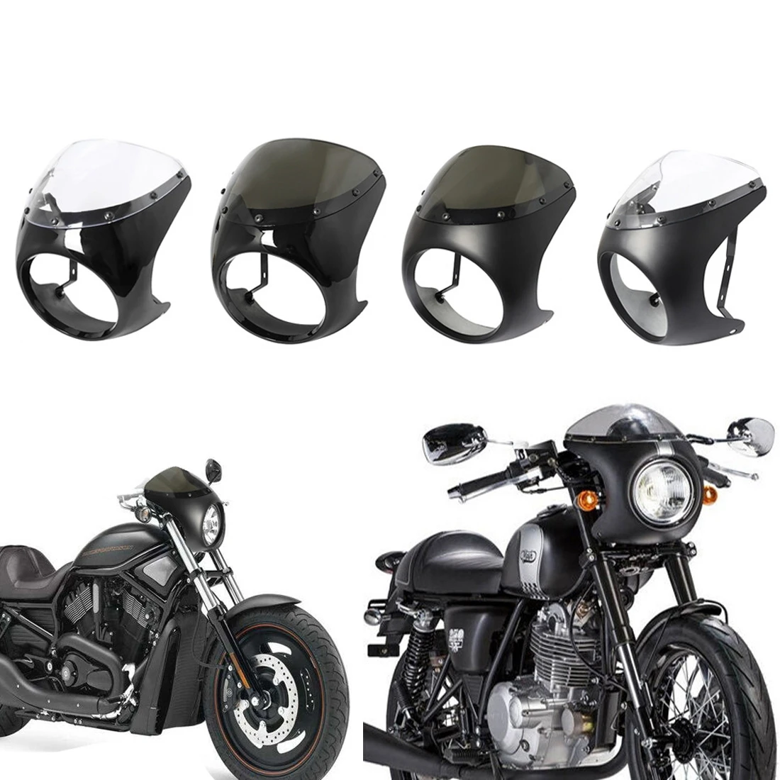Motorcycle-Front-Mask-Headlight-Fairing-Cover-Universal-Fit-For-7inch ...