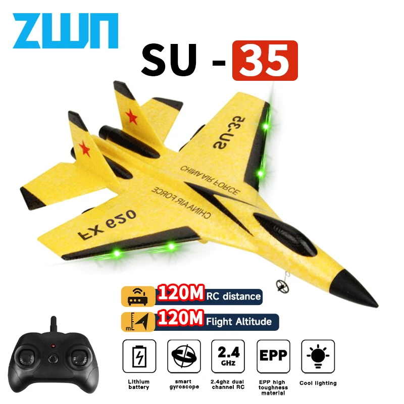 RC Plane SU35 2.4G With LED Lights Aircraft Remote Control Flying Model ...
