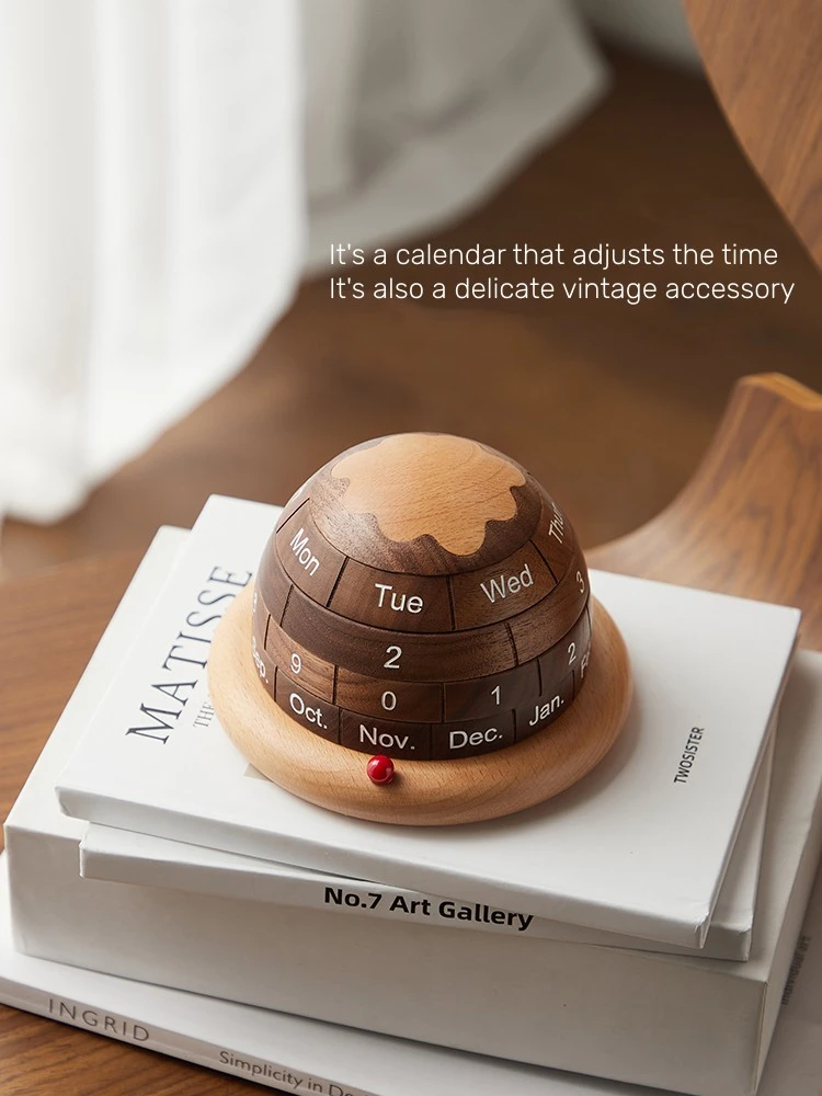 Wooden Desk Calendar Creative Planet Shaped Wood Permanent Calendar ...