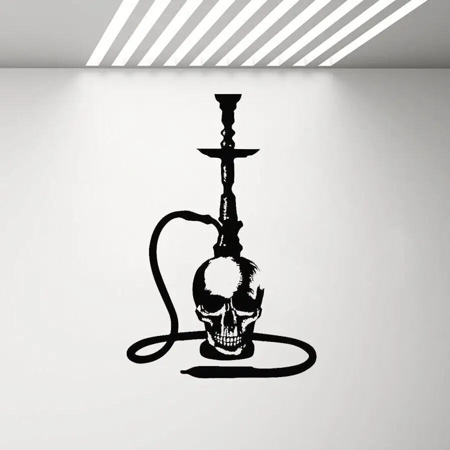Arabic-Hookah-Vinyl-Decal-Skull-Shisha-Smoking-Bar-Wall-Stickers-Mural ...