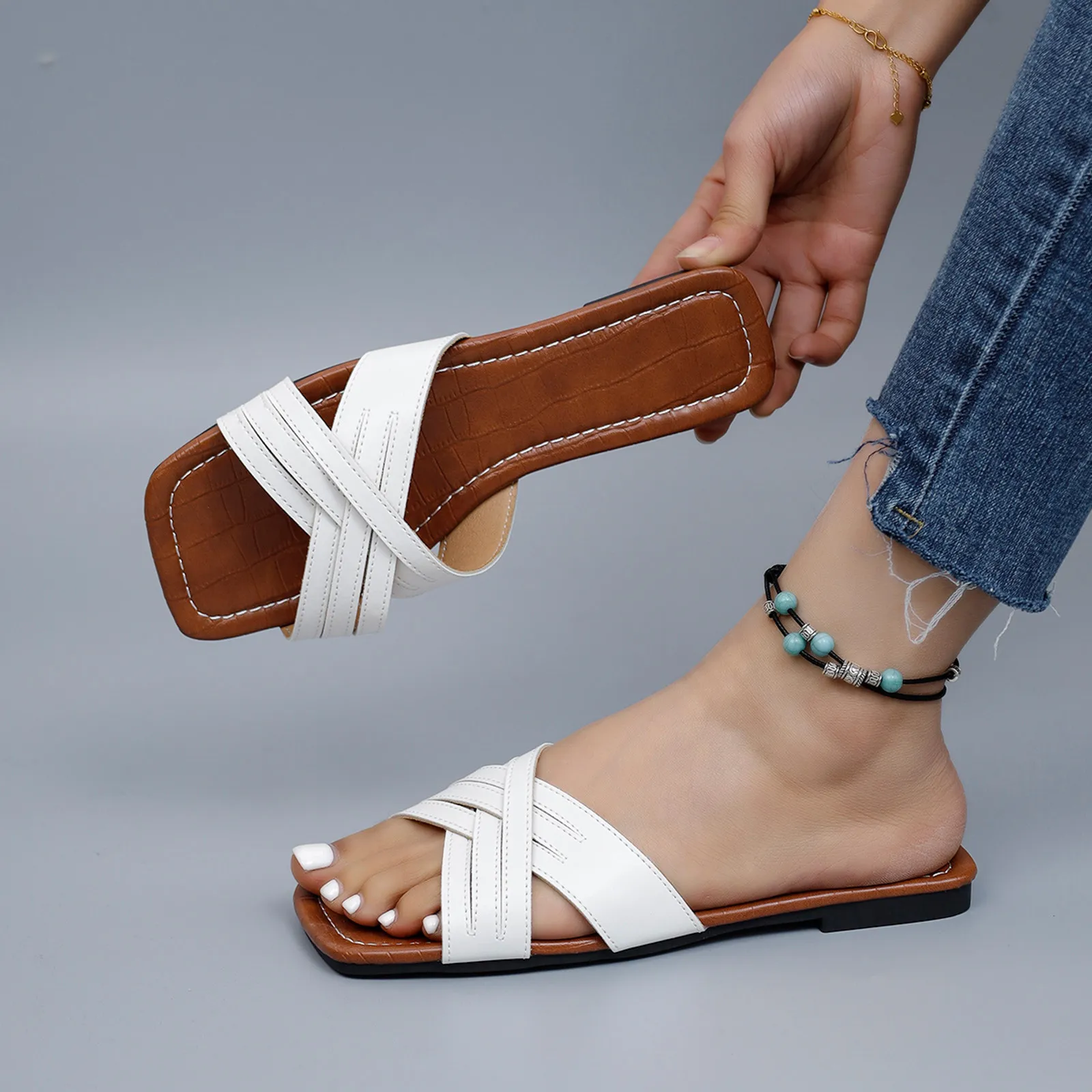 Walking-Sandals-For-Women-Ladies-Summer-Simple-Solid-Colour-Soft ...
