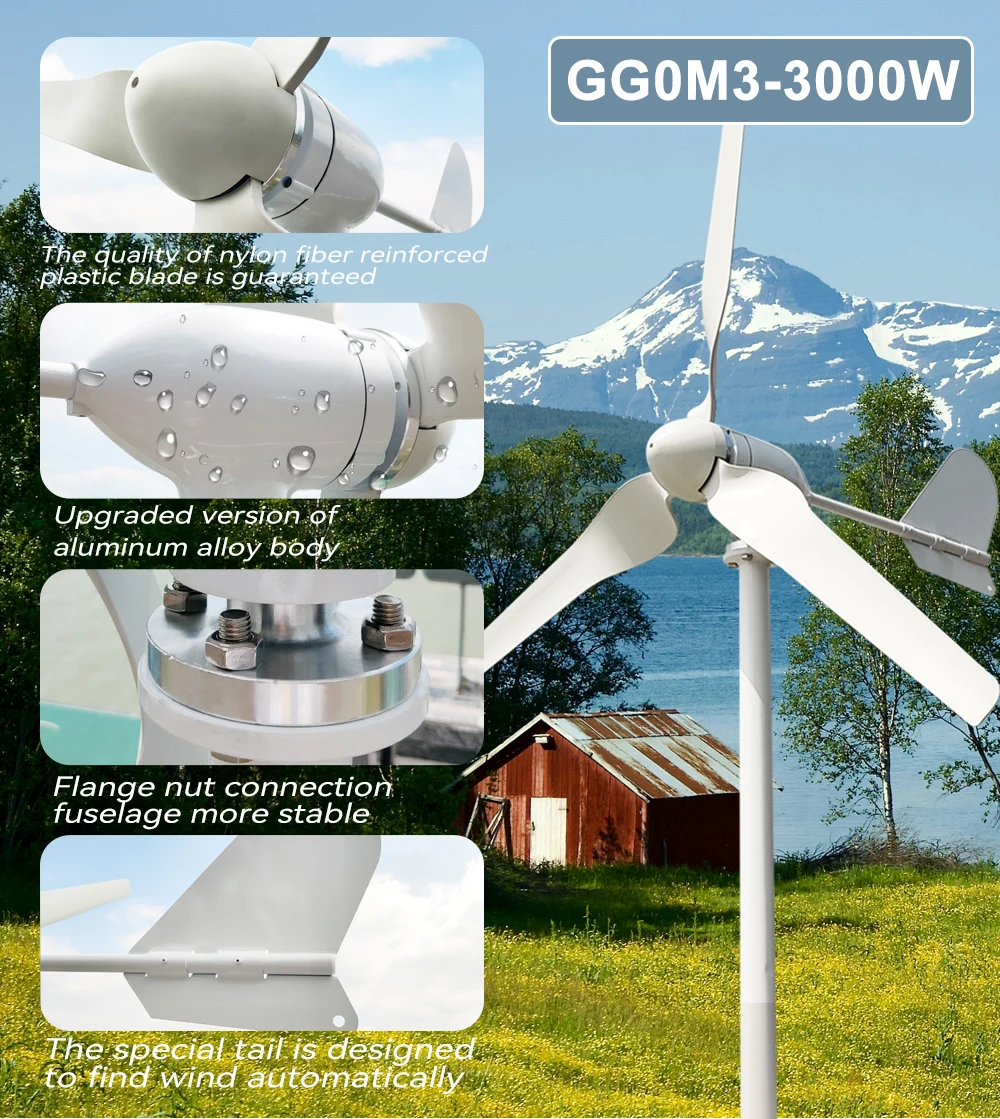 5kw Windmill Turbine Generator Power 3kw 3Blade 12V 24V 48V Free Energy ...