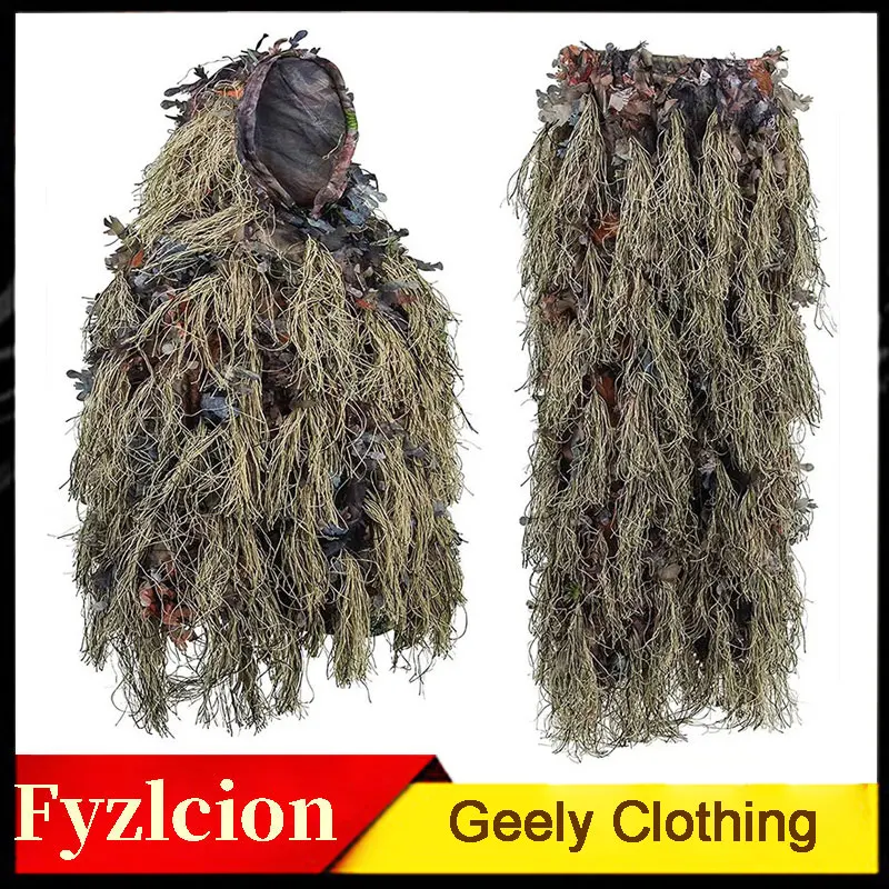 Geely-Clothing-Sand-3D-Bionic-Leaf-Camouflage-Clothing-Ghillie-Suit-for ...
