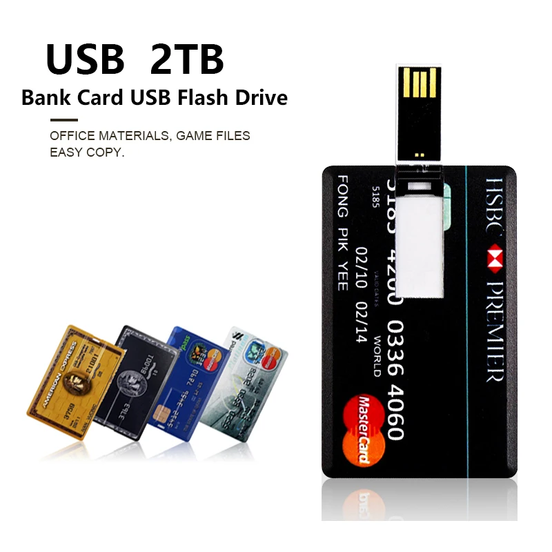 Unidad Flash USB 2,0 para tarjeta bancaria, pendrive personalizado de plástico de 2TB, 2TB ...