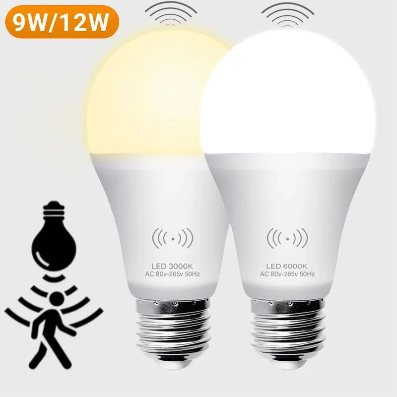 E27-LED-Motion-Sensor-Bulb-9W-12W-PIR-Sensor-LED-Lamp-AC-85-265V-Auto ...