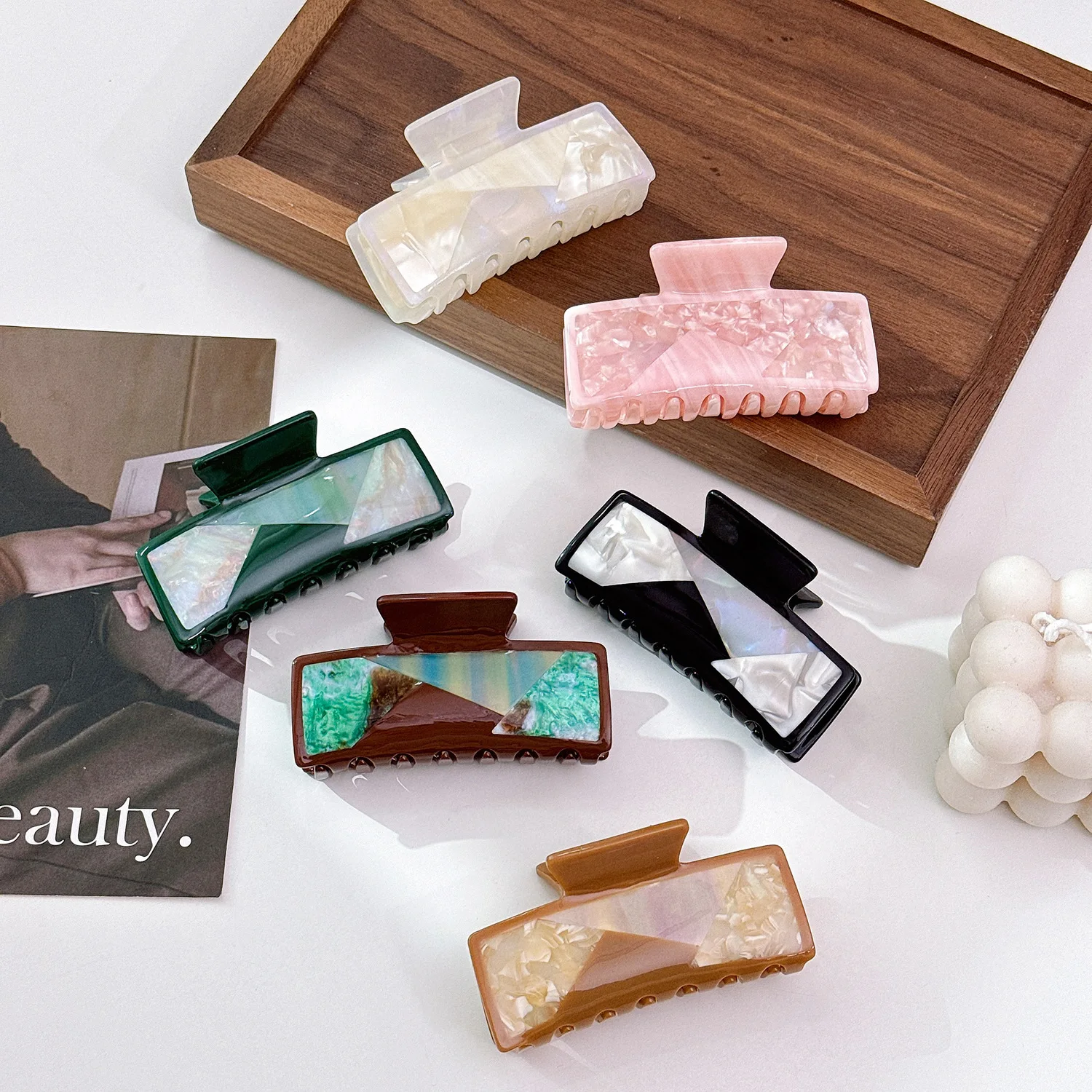 Acetic-Acid-Color-Matching-Square-Grab-Clip-Female-9cm-Large-Shark-Clip ...