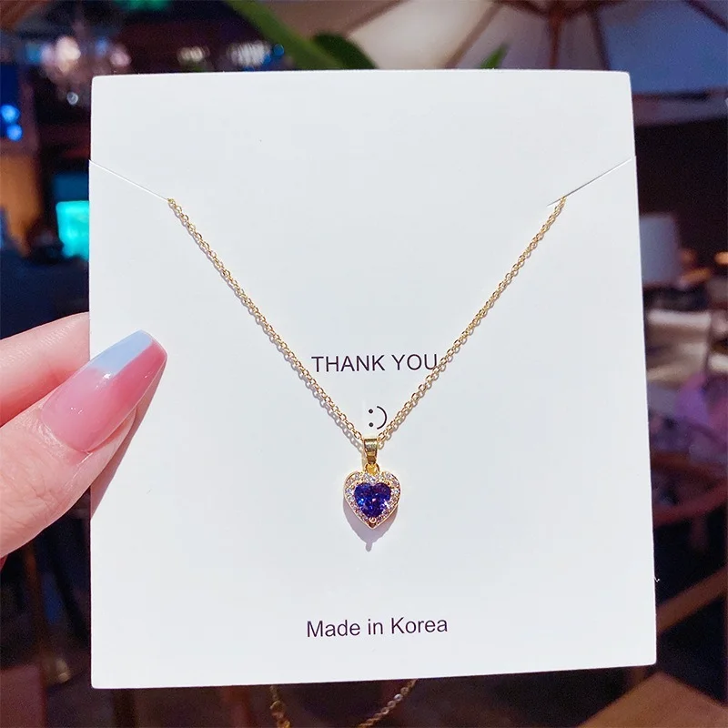 Stainless-Steel-Blue-Ocean-Heart-Pendant-Necklace-for-Women-Fashion ...