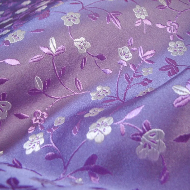 Chinese Classics Brocade jacquard Satin Light Purple Plum silk fabric ...