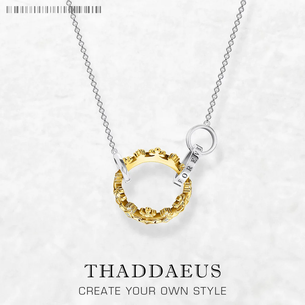 Royal-Crown-Gold-Necklace-Link-Chain-Elegant-Fine-Jewelry-Europe-925-Stering-Silver-Brand-New ...