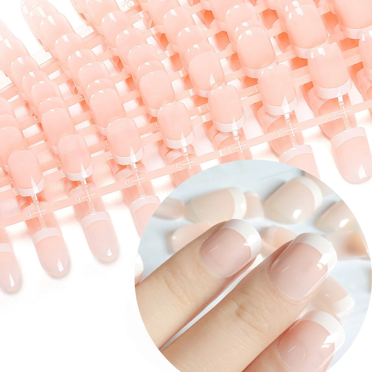 120pcs French Tip Press on Nails Short S 12 sizes French Fake Nails ...