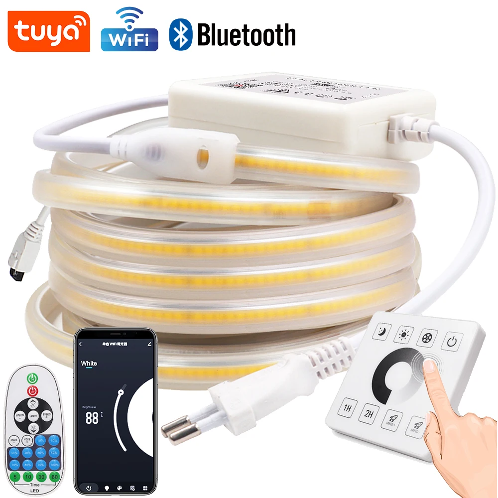 Tuya-WiFi-COB-LED-Strip-Light-220V-EU-288LEDs-m-Dimmable-COB-LED-Lights ...