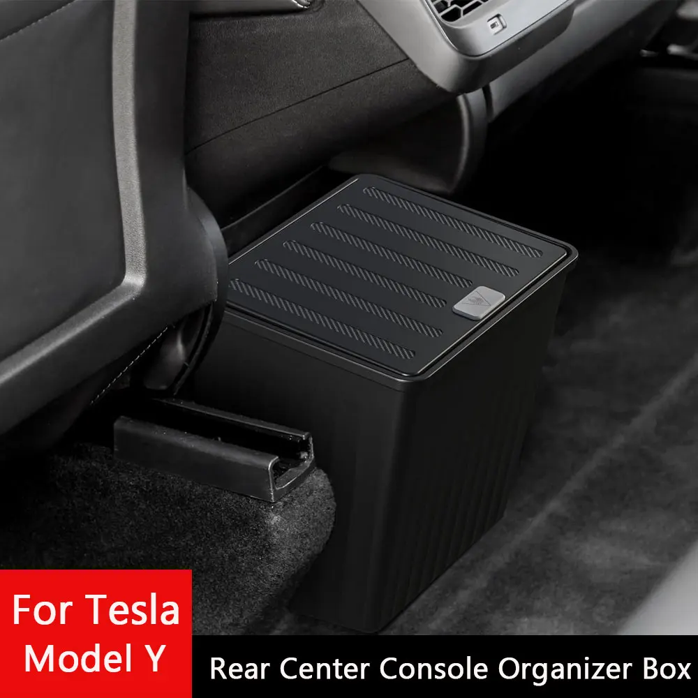 For-Tesla-Model-Y-Rear-Center-Console-Organizer-Box-Rear-Seat-Storage ...