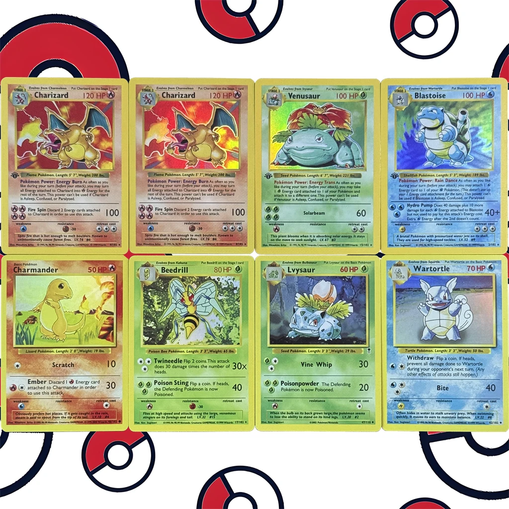 7 Diy Base Set Pokemon Card Self Made Charizard Venusaur Blastoise ...
