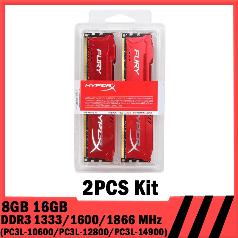 Hyperx Fury Memoria Ddr3 Ram 8gb 2x4gb 16gb 2x8gb Kit 1866mhz 1600mhz 1333mhz Dimm Ram 240 Pins ...