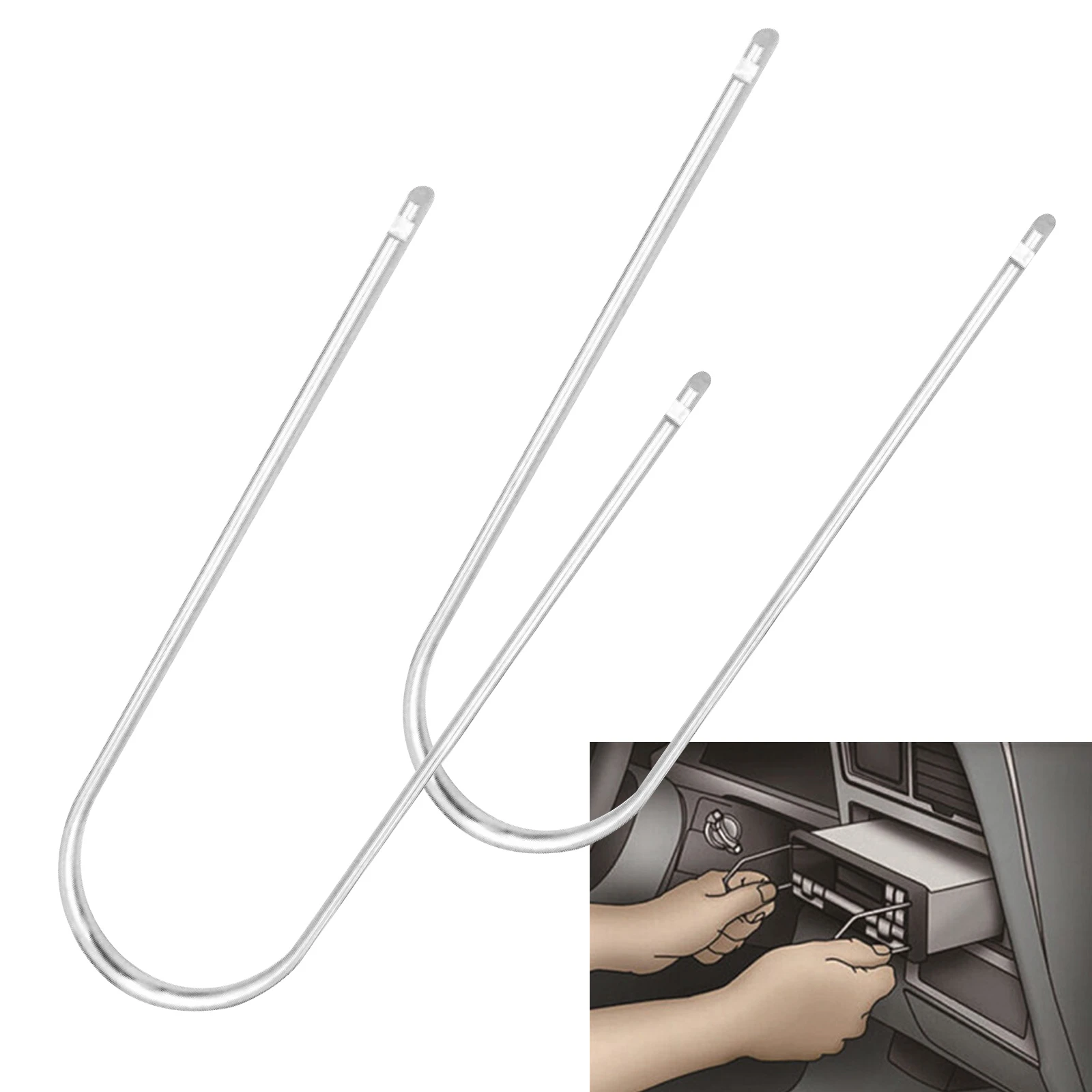 2pcs Alloy Car Radio Removal Tool Elasticity CD Extraction Release Keys ...