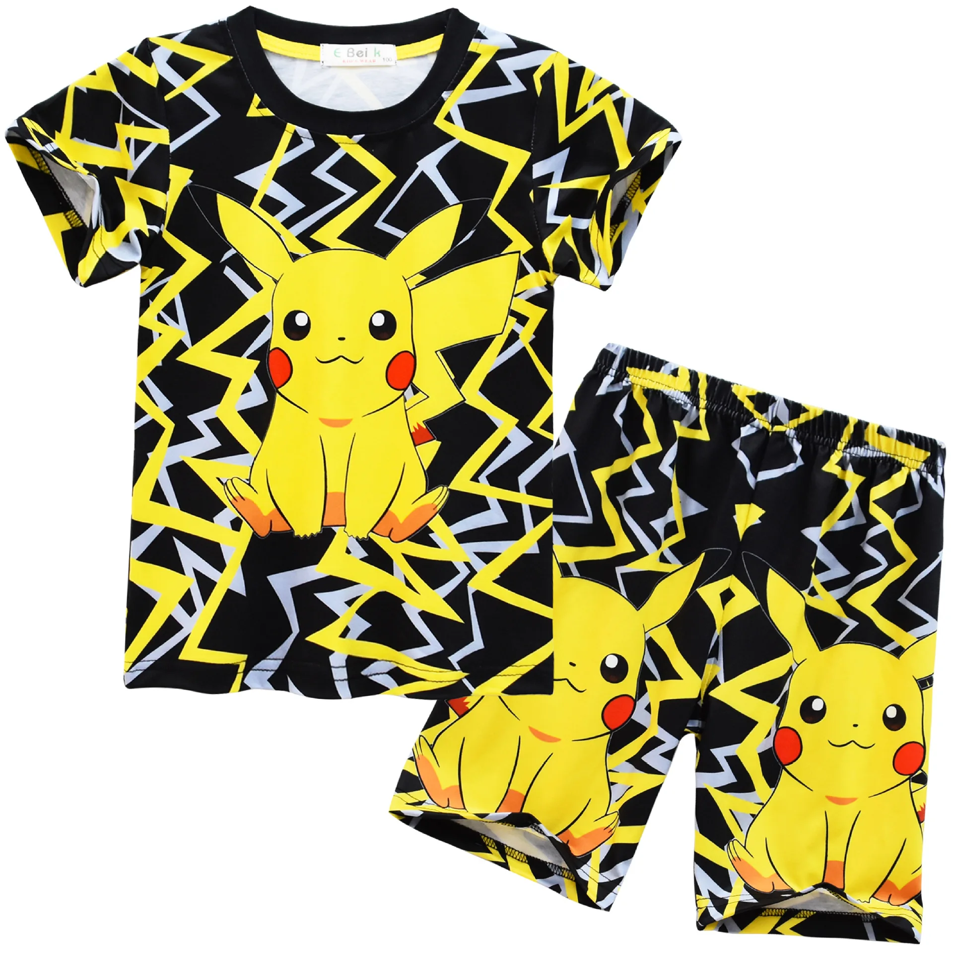 Pokemon Pikachu Kid Clothes Set Boys Girls Summer Top Pant Clothing ...