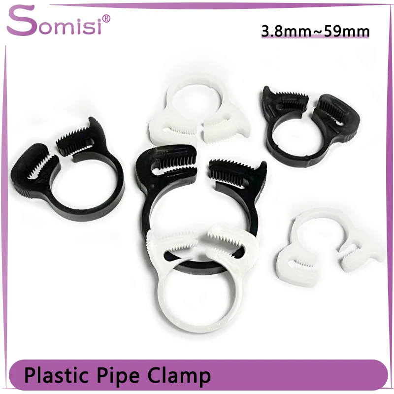 10pcs Hose Clamps 3.8~59mm Plastic Line Water Pipe Strong Clip Spring ...