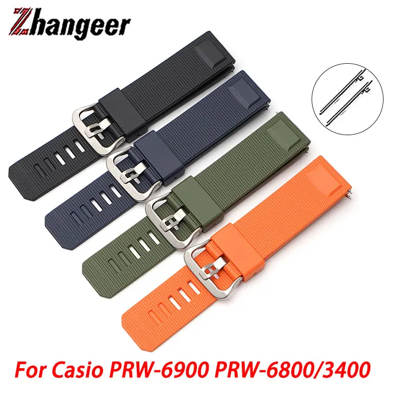 Silicone-Rubber-Watchband-Strap-For-Casio-PROTREK-PRW-6900-PRW-6800 ...