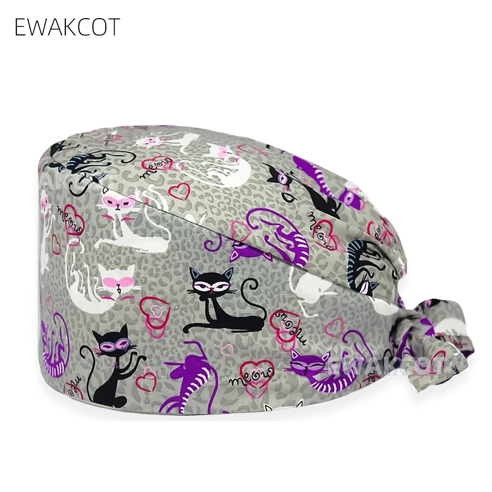 Nurse-cap-soft-cotton-cap-cats-printed-medical-nursing-Hats-Sweatband ...