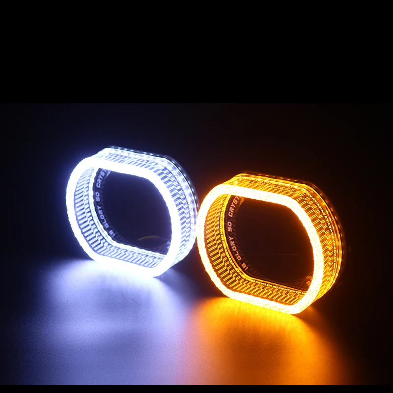 2-Pcs-Auto-Bi-LED-Projector-Lens-3-0-Inch-Angel-Eye-Mask-White-Yellow ...