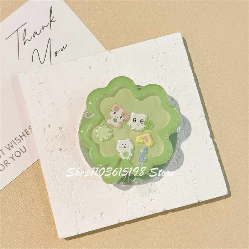 Cute Quicksand Lucky Clover Magnetic Holder Grip Tok Griptok Phone ...