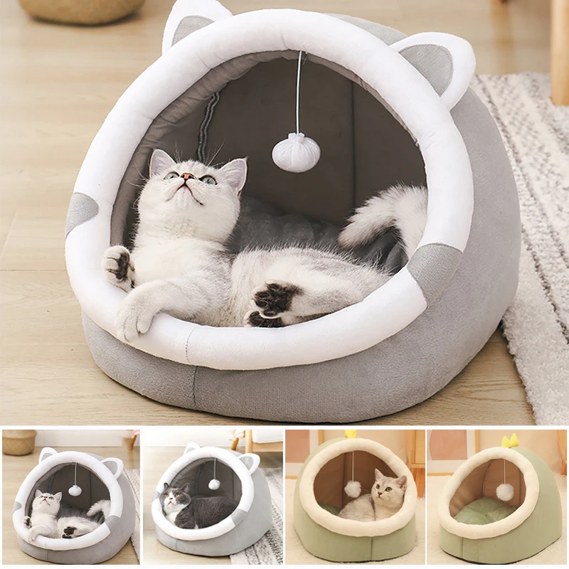 Cat-Bed-House-For-Indoor-Winter-Warm-Deep-Sleep-Comfort-Pet-Basket-Cozy ...