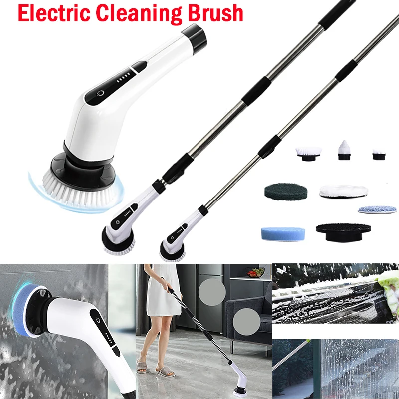 7 In 1 Cordless Electric Cleaning Brush Long Handle Retractable ...