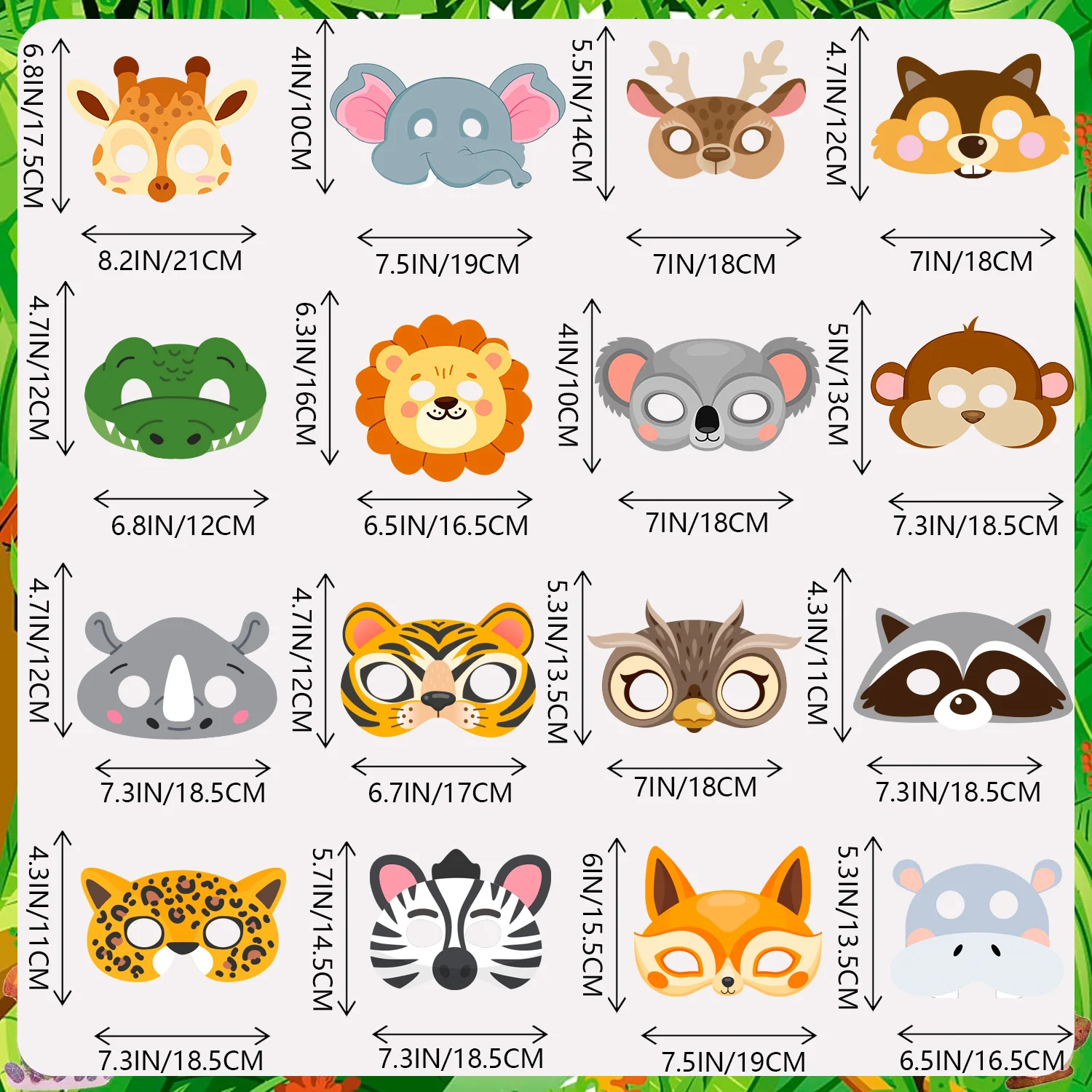 Jungle Safari Party Mask,16pcs Animal Party Mask/Safari Animal Theme ...