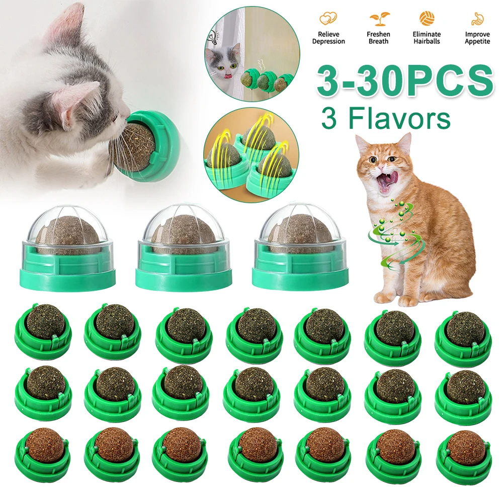 3-30pcs-Cat-Catnip-Toys-Cat-Rotatable-Licking-Catnip-Wall-Ball-3 ...