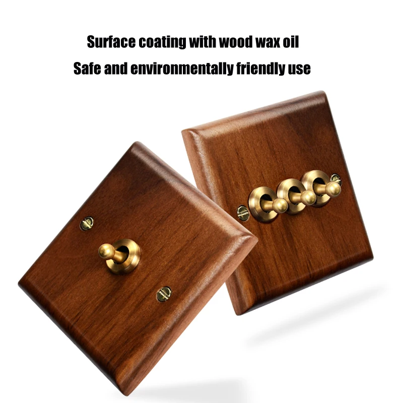 High Quality Wall Lamp Toggle Switch Black Walnut Sood Panel Brass ...