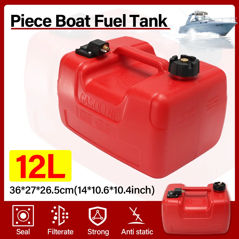 12L-Boat-Outboard-Fuel-Tank-Oil-Box-With-Connector-Red-Plastic-Anti ...